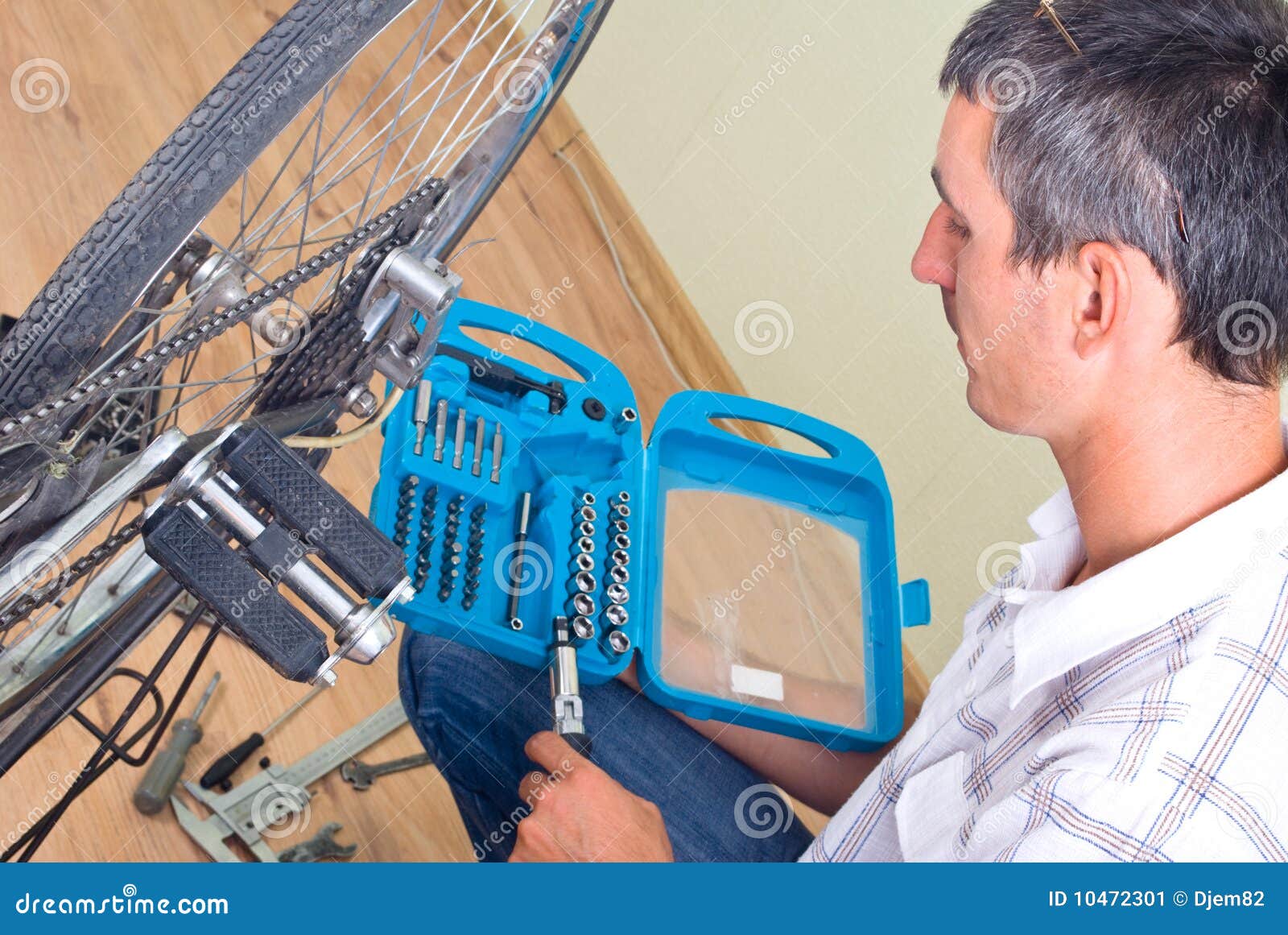 Repairing bike stock image. Image of cyclist, bicyclist - 10472301