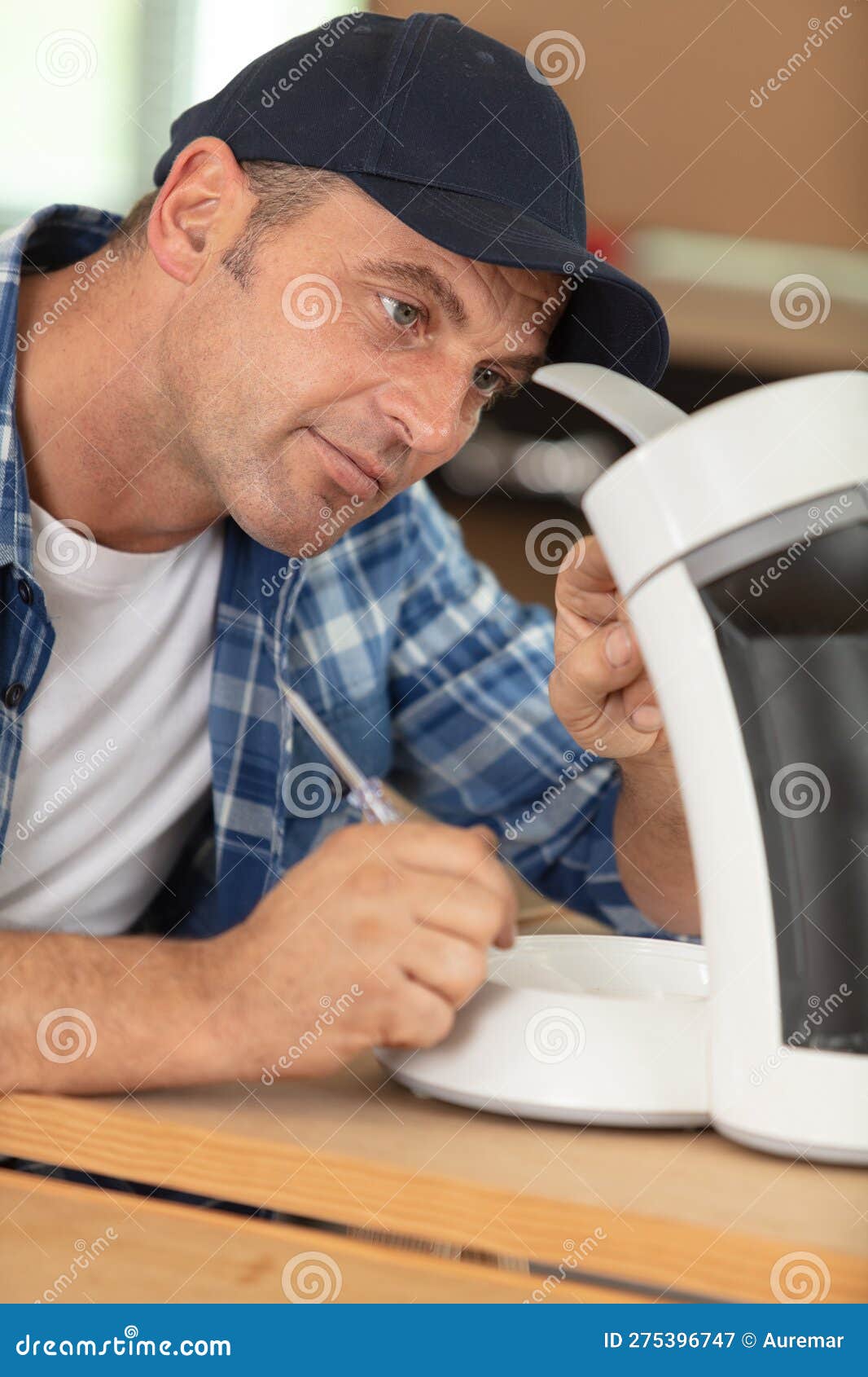 Repairing Broken Coffee Machine Stock Image - Image of desk, present ...