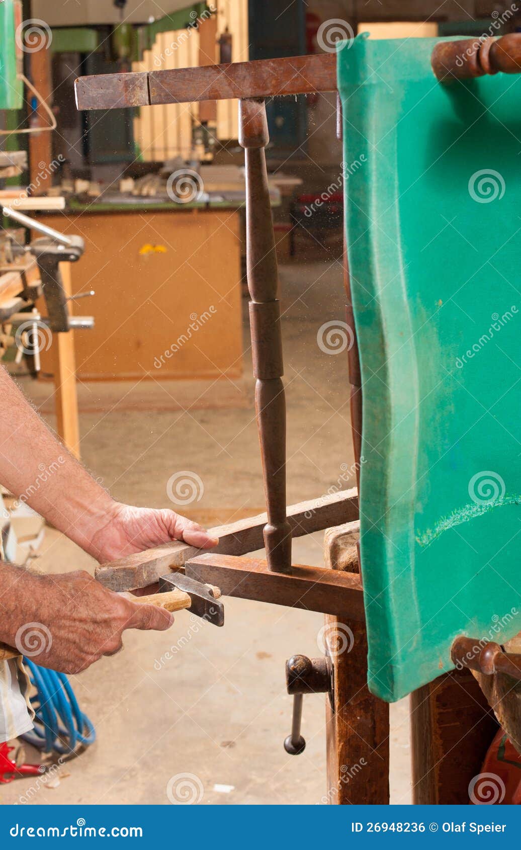 Repairing a chair stock photo. Image of timber, hammer - 26948236