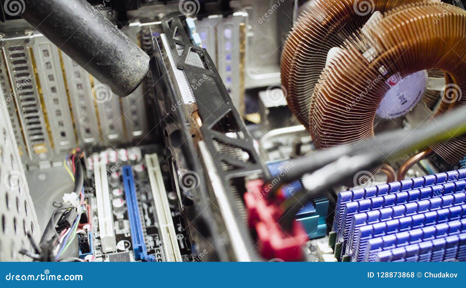 Repairing of Computer. Cleaning Computer System from Dust Stock Photo ...