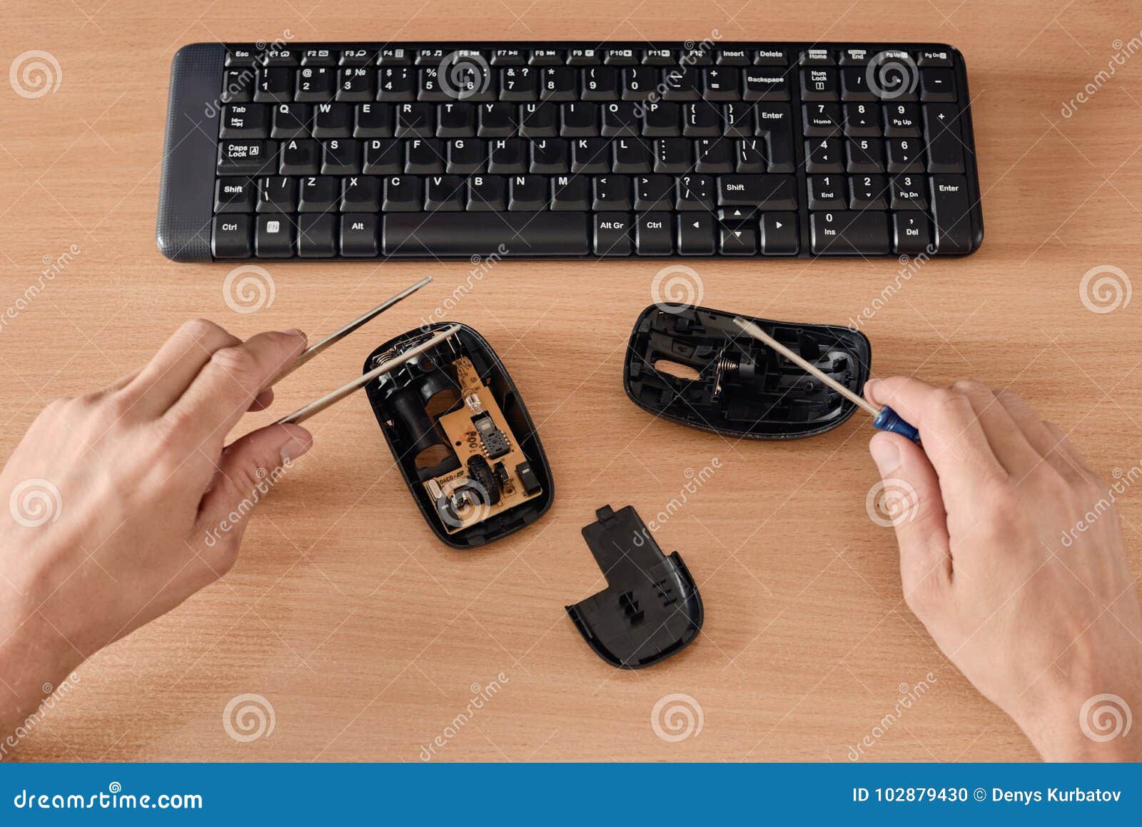 Repairing computer mouse stock photo. Image of male - 102879430