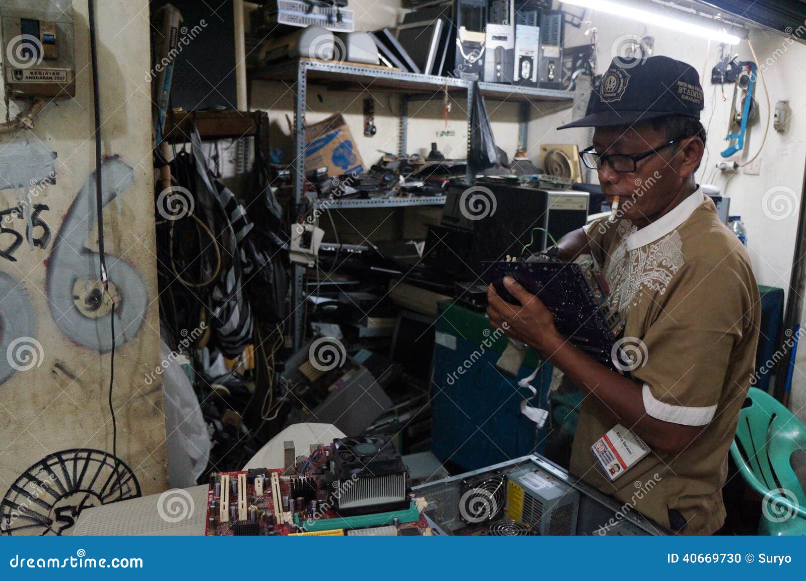 Broken Computer Abandoned Black And White Perspective Editorial Photo ...