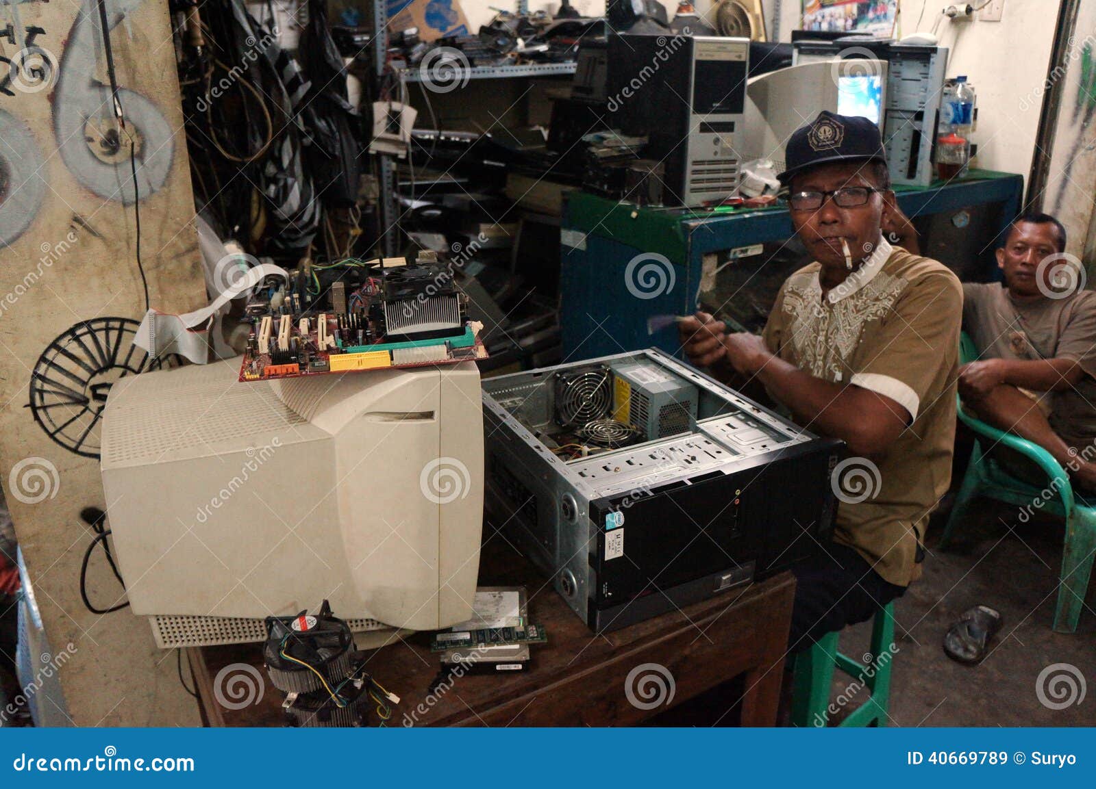 Broken Computer Abandoned Black And White Perspective Editorial Photo ...