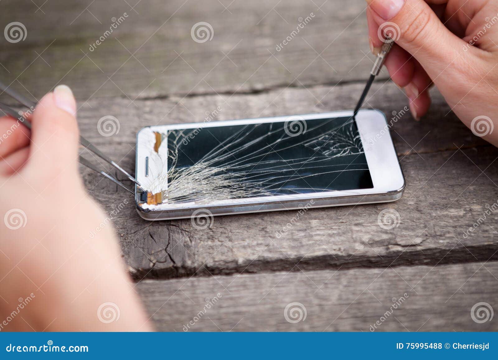 Repairing of damaged phone stock photo. Image of cellphone - 75995488