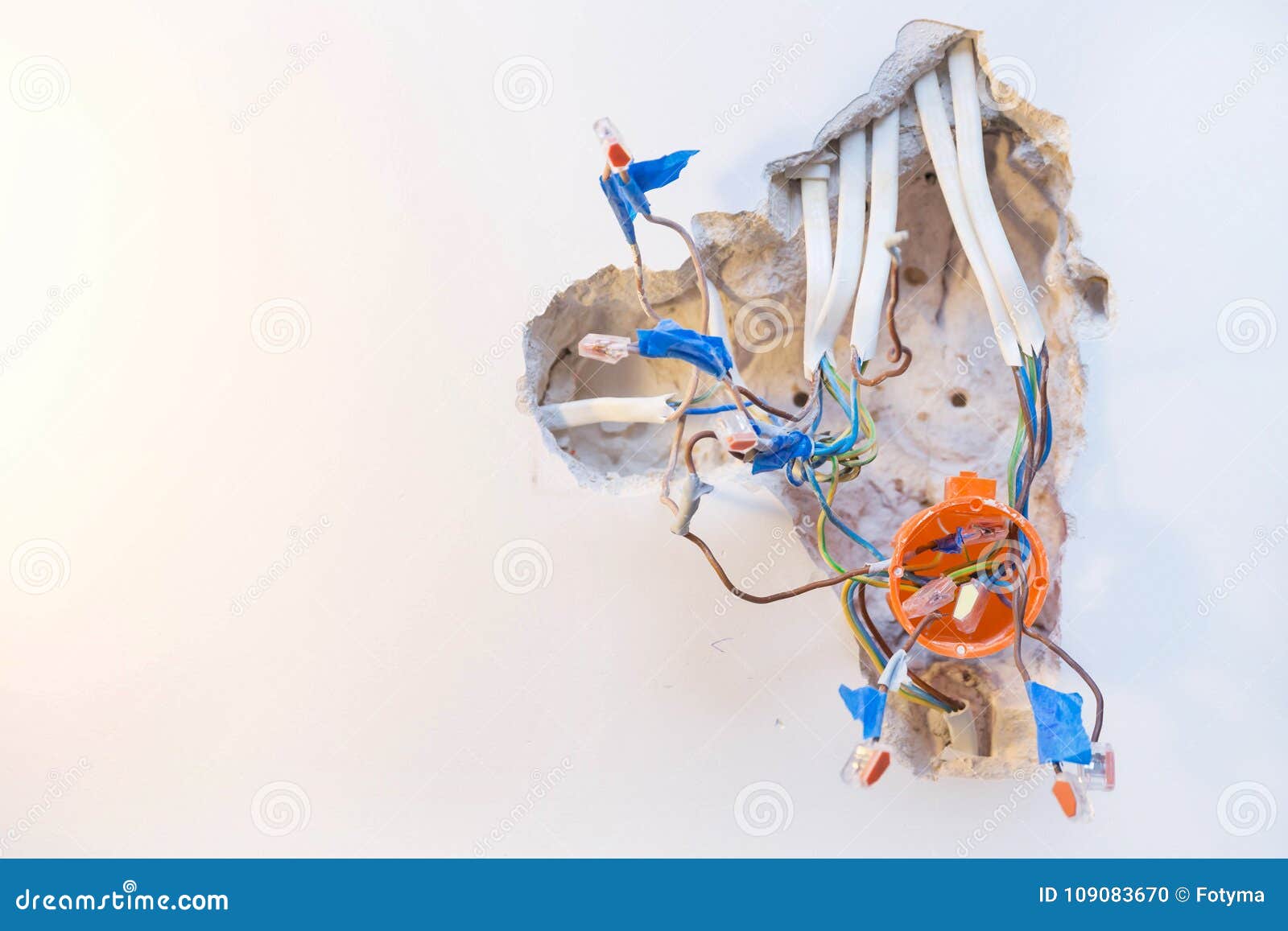 Repairing damaged sockets stock photo. Image of emergency - 109083670