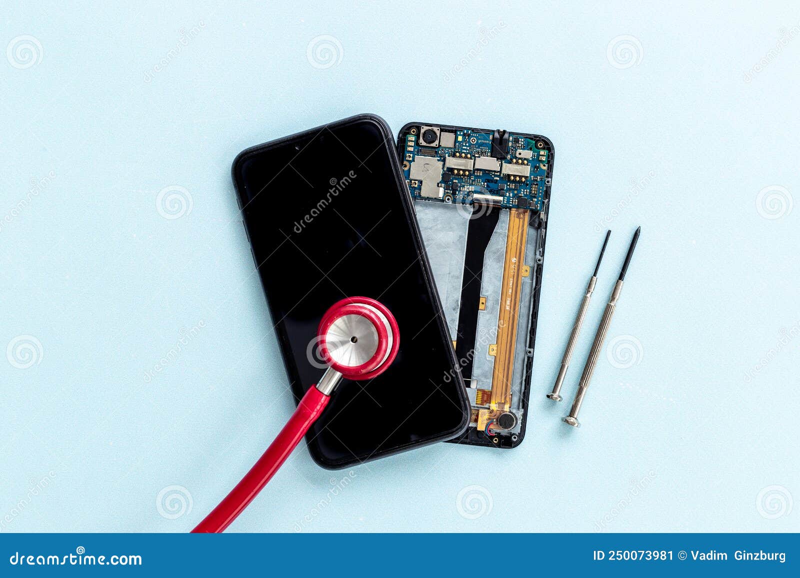 Repairing Electronics Circuit Board - Mobile Phone with Microchips ...