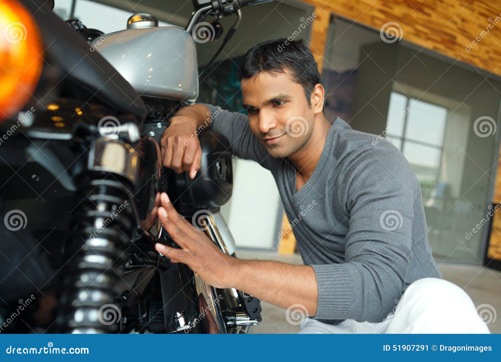 Repairing motorcycle stock image. Image of mechanic, working - 51907291