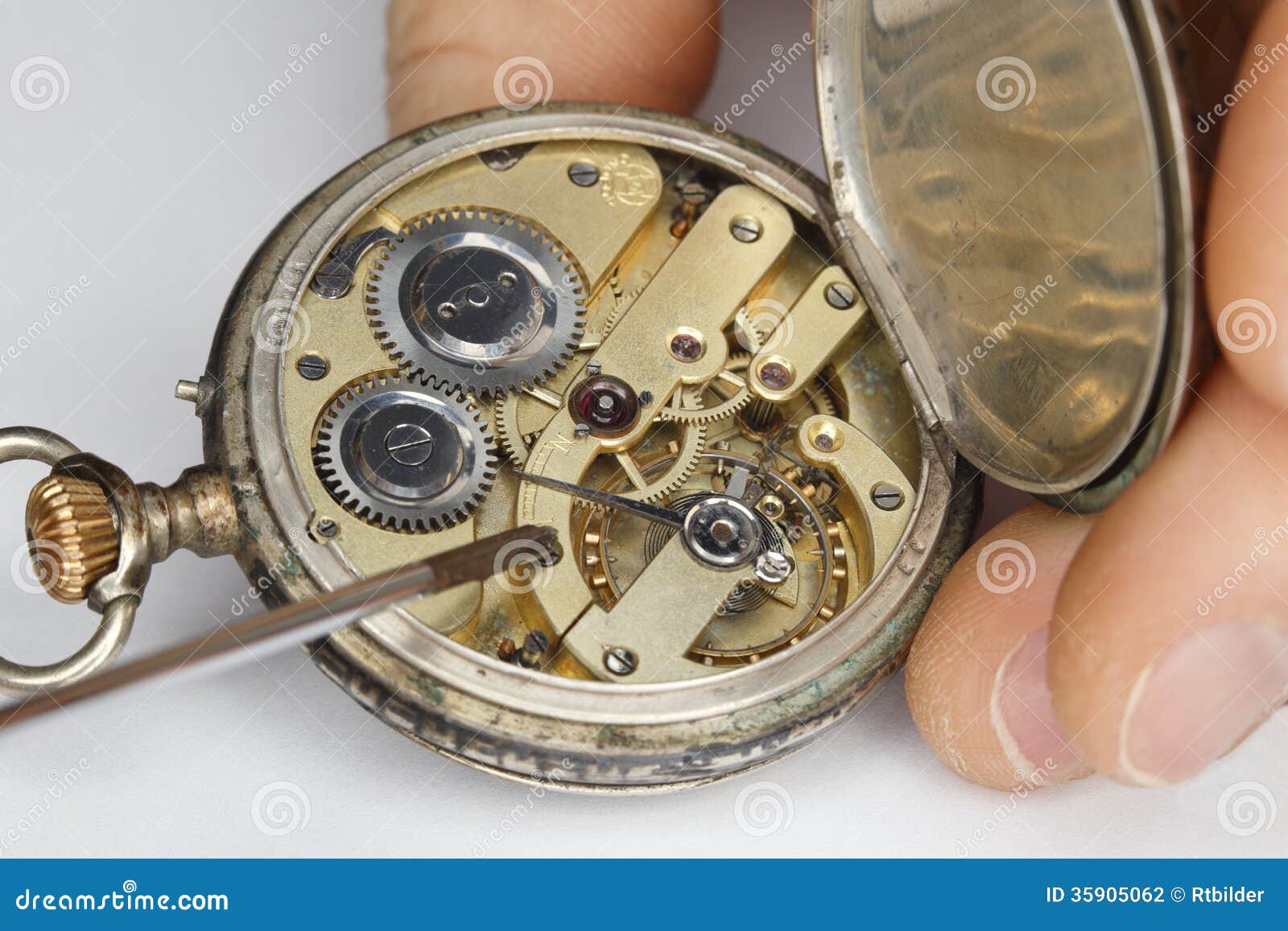 Repairing old clock stock photo. Image of human, detail - 35905062