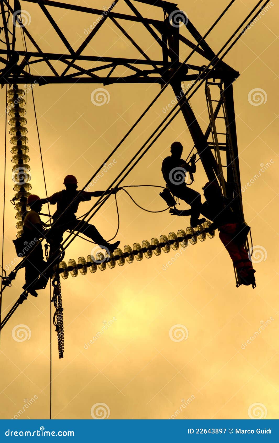 Repairing a power line stock image. Image of tower, safety - 22643897