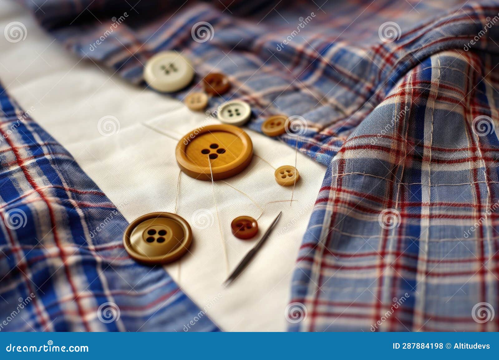 Repairing a Torn Garment by Sewing a New Button Stock Photo - Image of ...