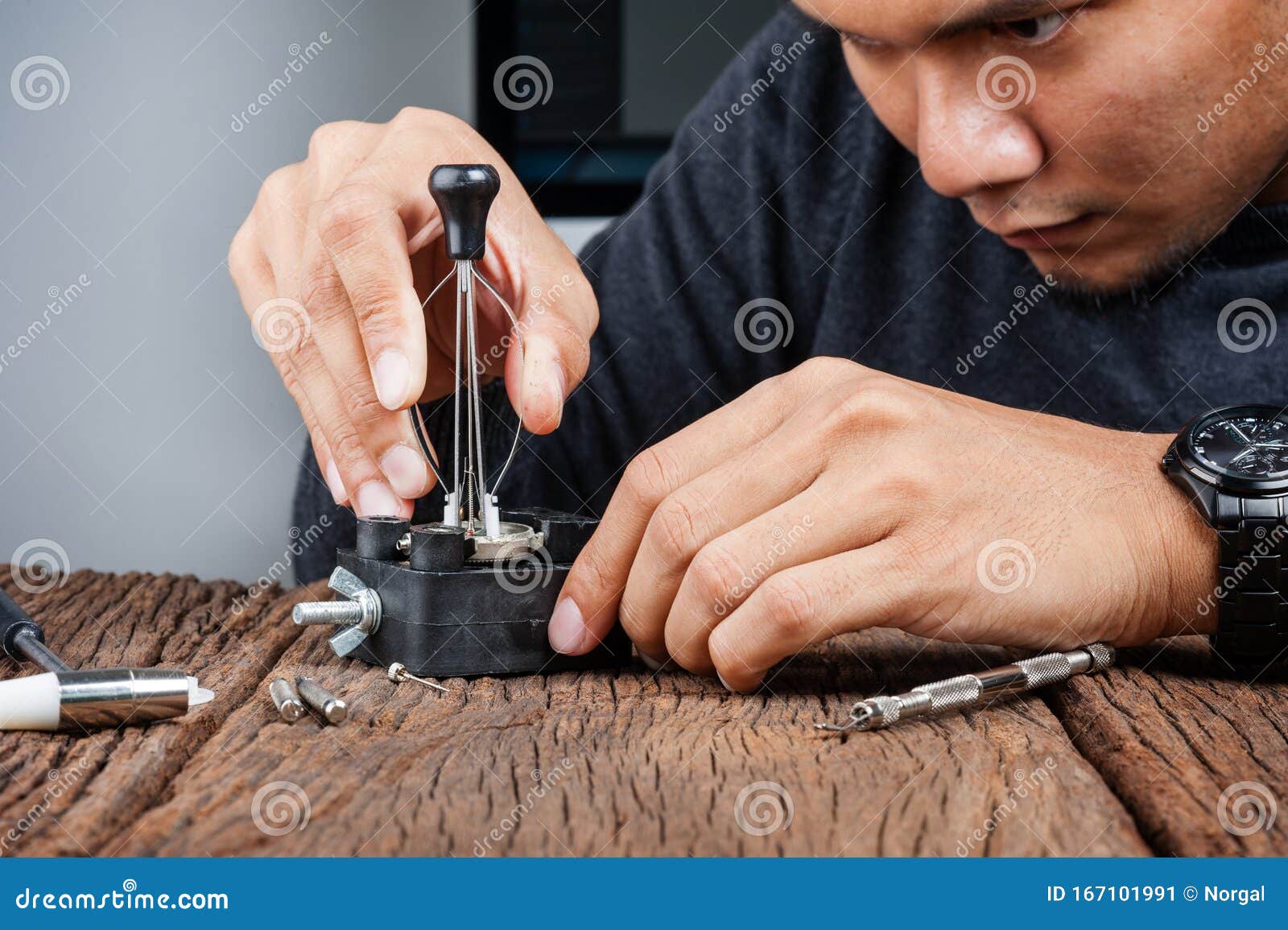 Repairing the watch stock image. Image of clockwork - 167101991