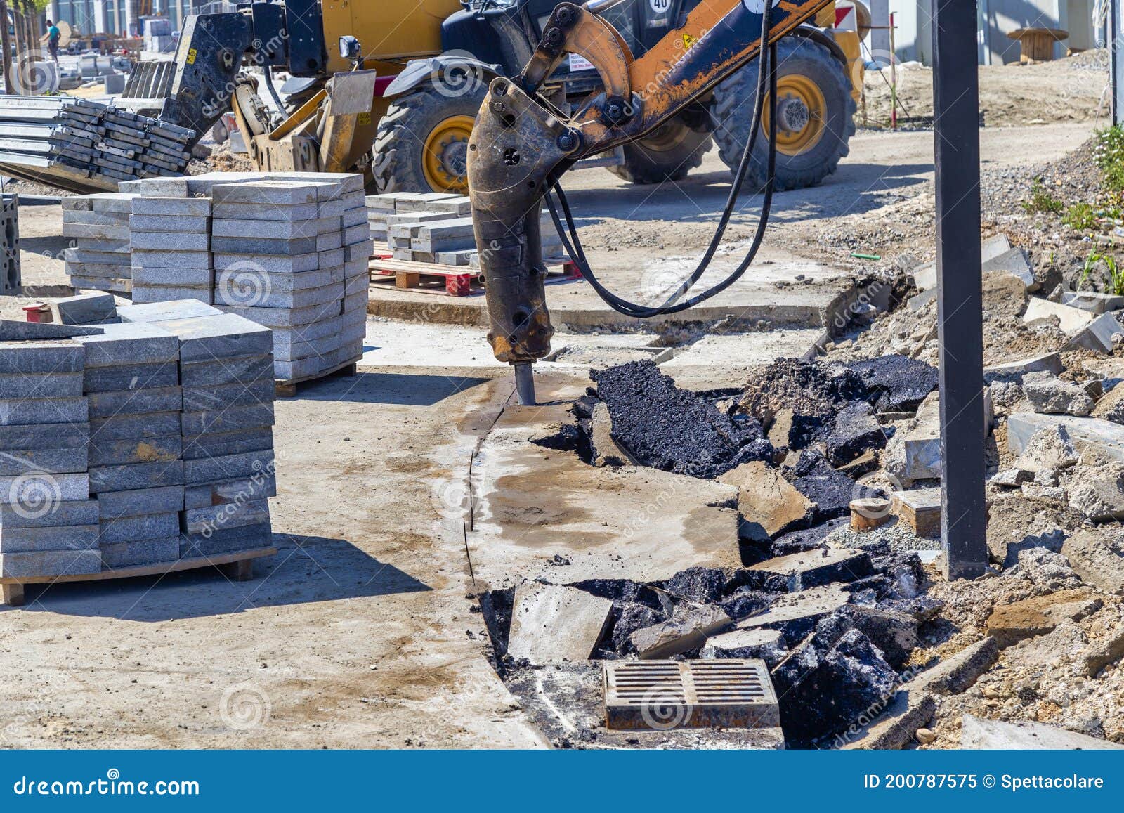 Repairing Works, Breaking the Asphalt Pavement Stock Image - Image of ...