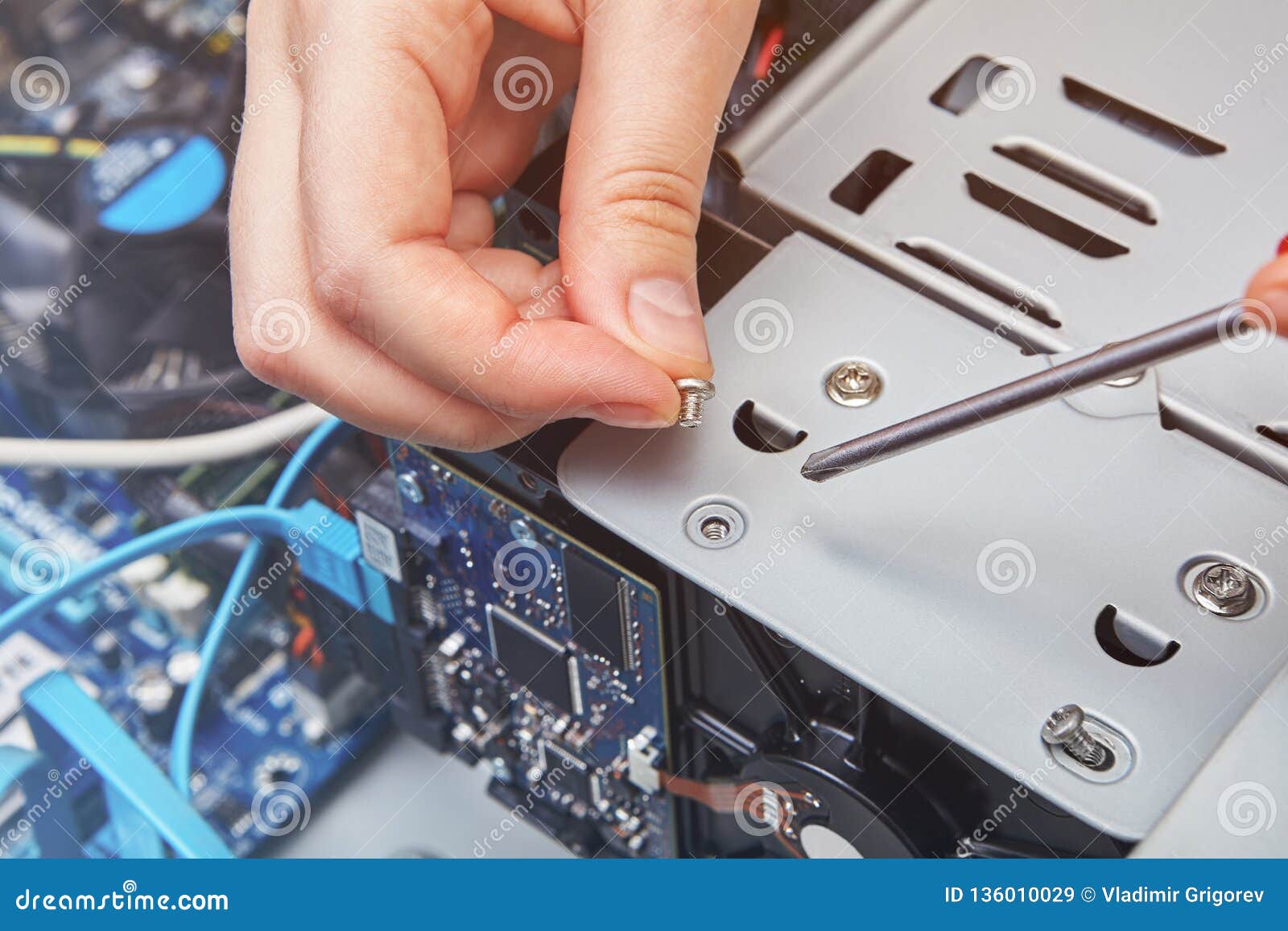 Repairman is Changing HDD of Personal Computer Stock Image - Image of ...