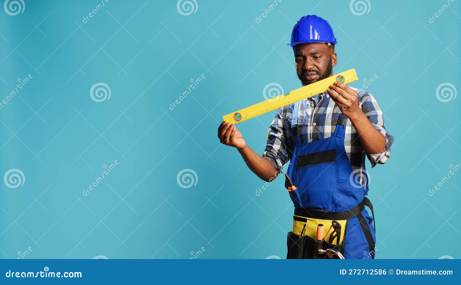 Repairman Checking Even Surface with Water Level Tool Stock Photo ...