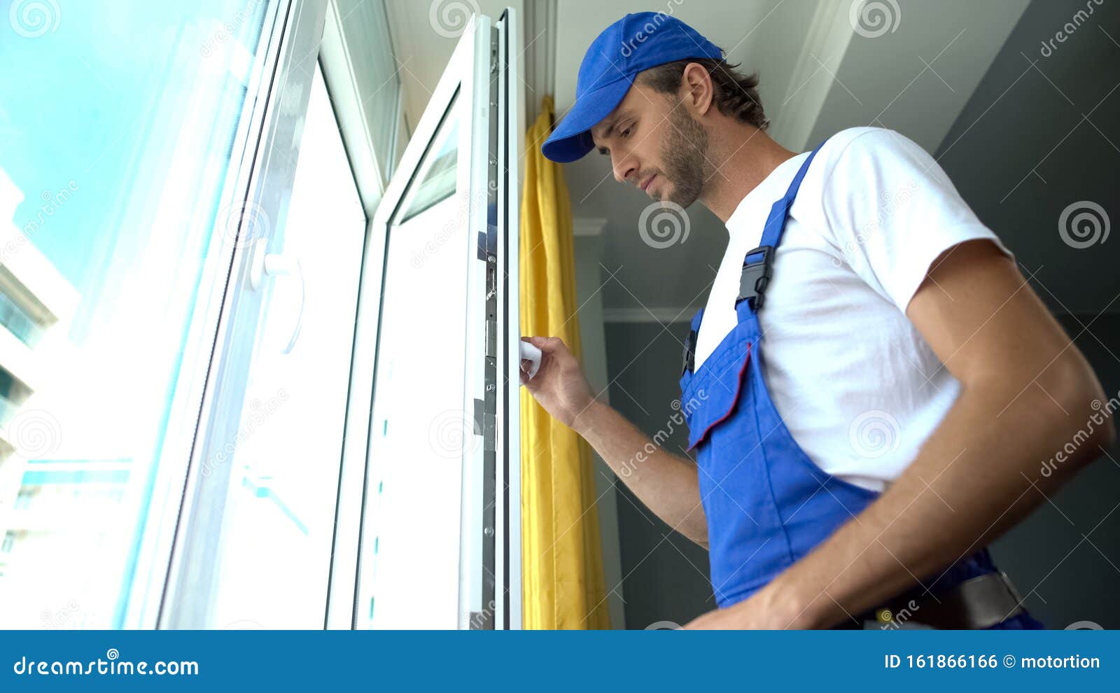 Repairman Checking Quality of Window System Installation, Maintenance ...