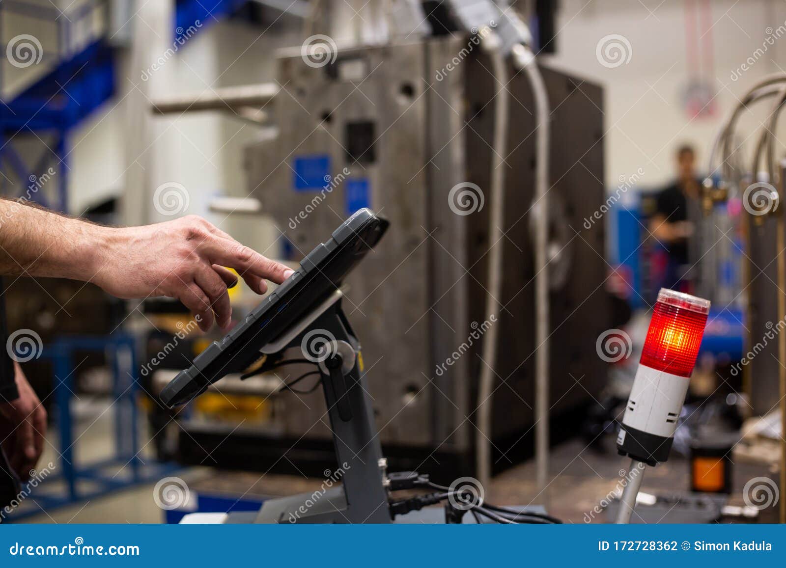 Repairman Doing Maintenance on the Mold Injection for Plastic ...