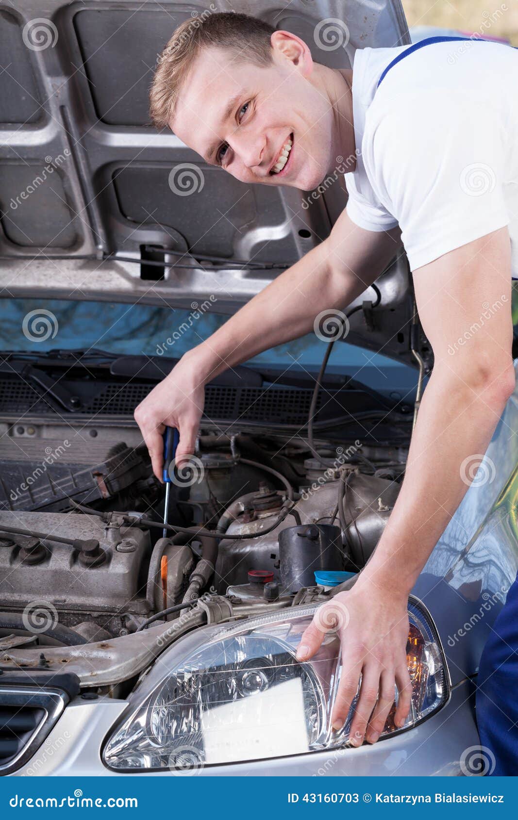Repairman Examining Car Engine Stock Image - Image of examining ...