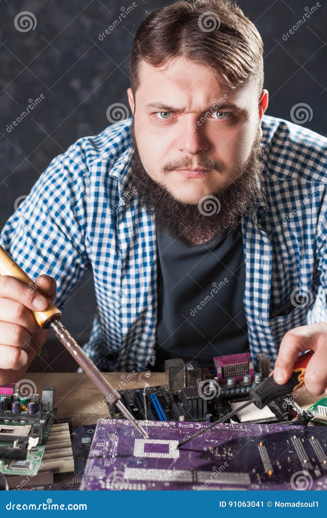 Repairman Fixing Problem with Soldering Tool Stock Image - Image of ...