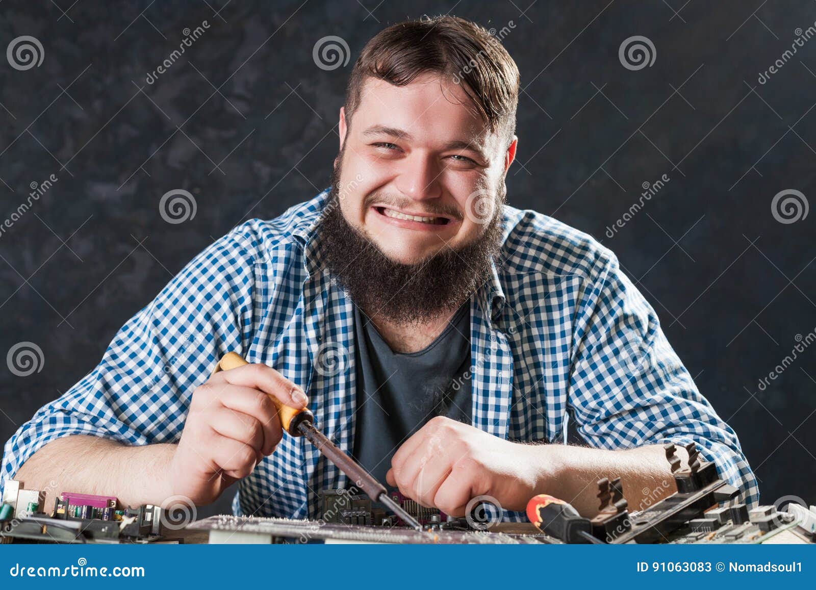 Repairman Fixing Problem with Soldering Tool Stock Image - Image of ...