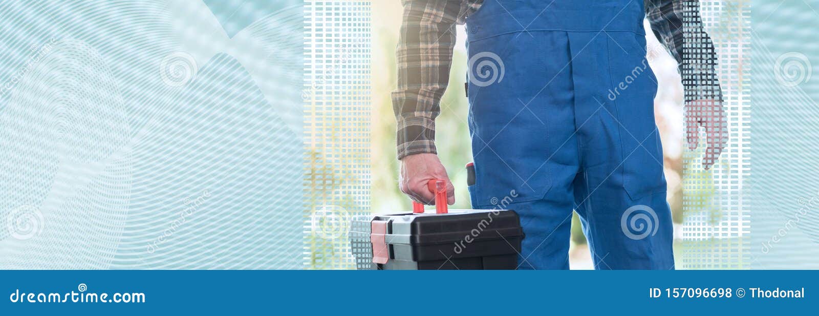 Repairman with Toolbox, Light Effect; Panoramic Banner Stock Photo ...