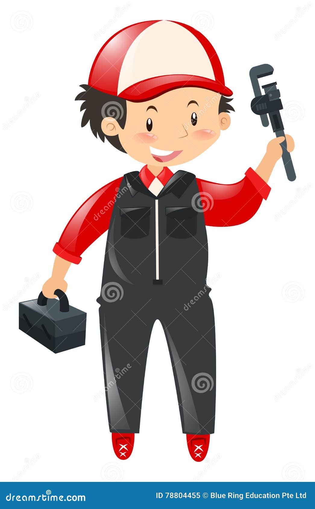 Repairman Holding Tool and Toolbox Stock Vector - Illustration of path ...