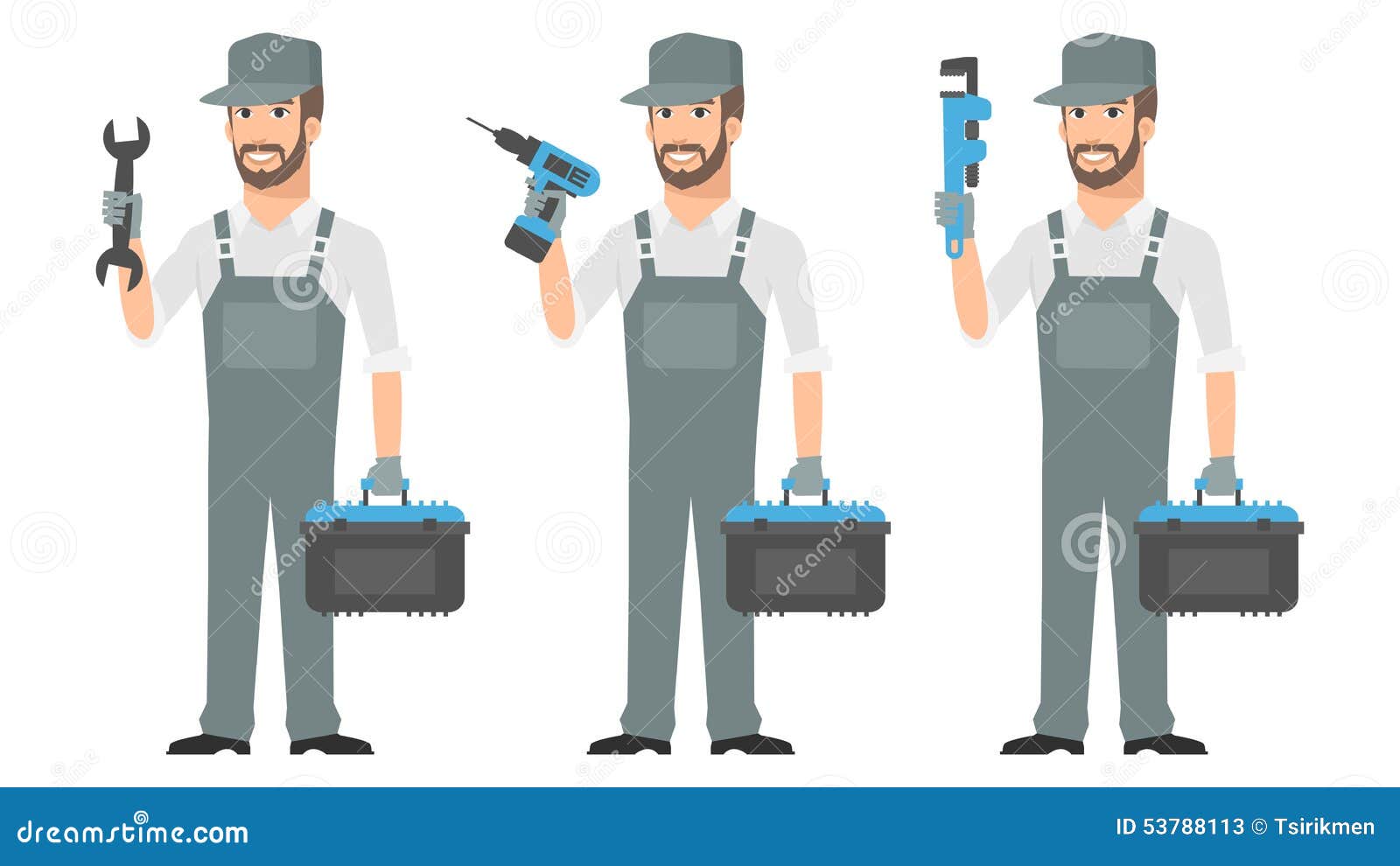 Repairman Holding Tools Wrench Screwdriver Stock Vector - Illustration ...