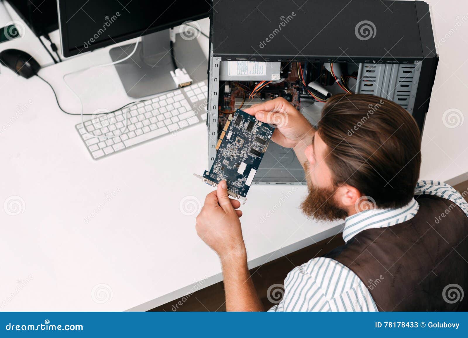 Repairman Inspecting Microcurcuit of Dvd Drive Stock Image - Image of ...