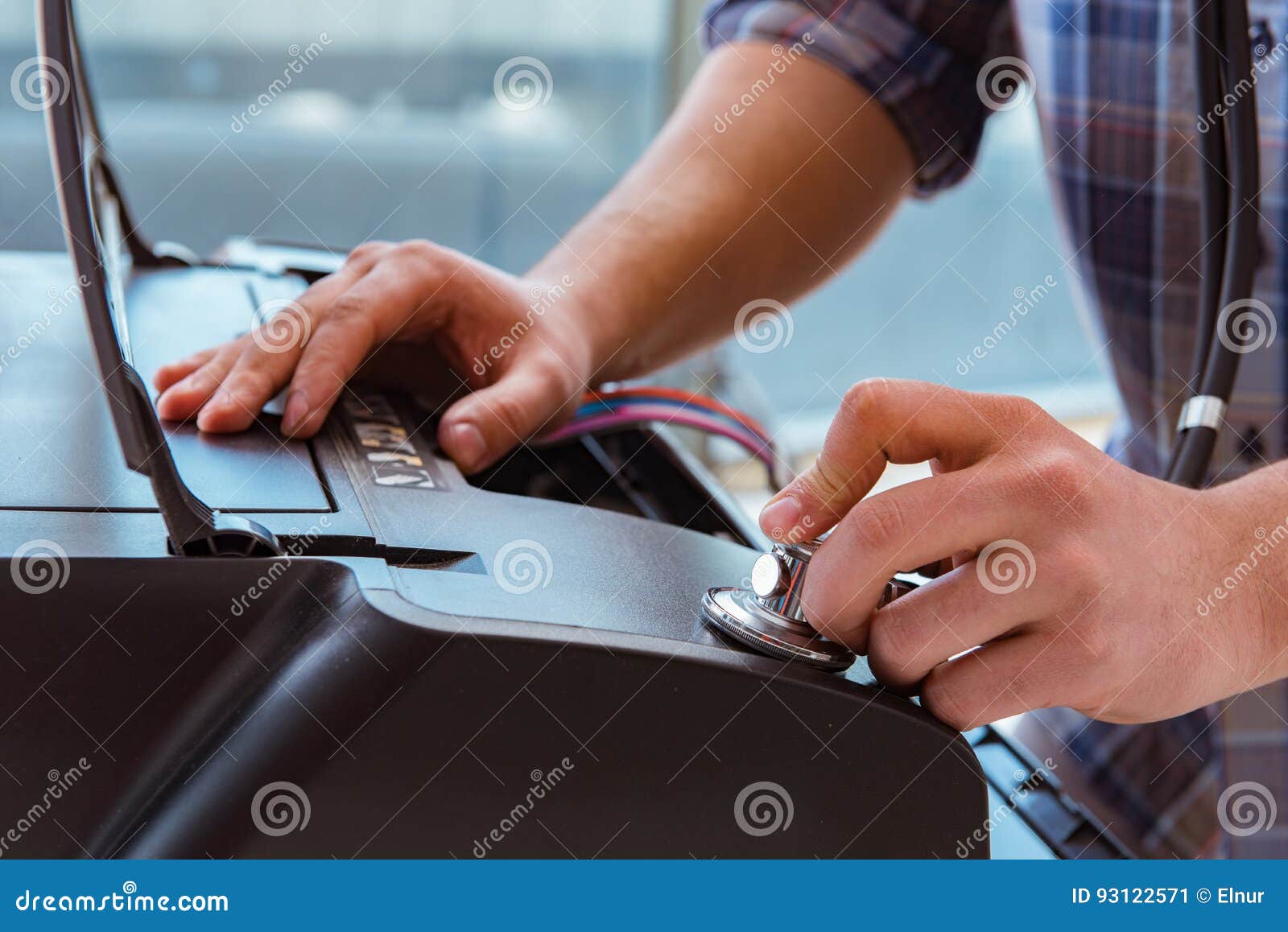 The Repairman Repairing Broken Color Printer Stock Image - Image of ...