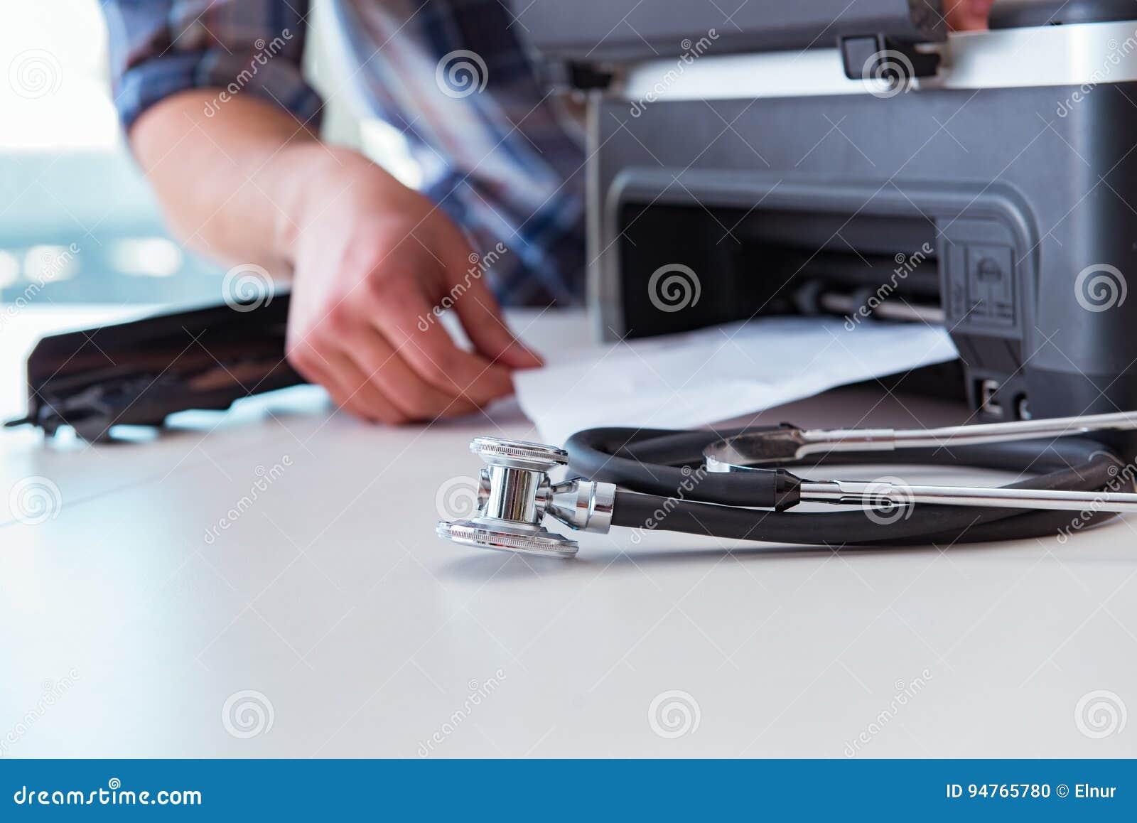 The Repairman Repairing Broken Color Printer Stock Photo - Image of ...