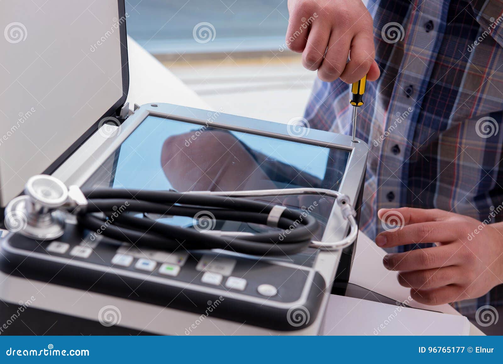 The Repairman Repairing Broken Color Printer Stock Image - Image of ...
