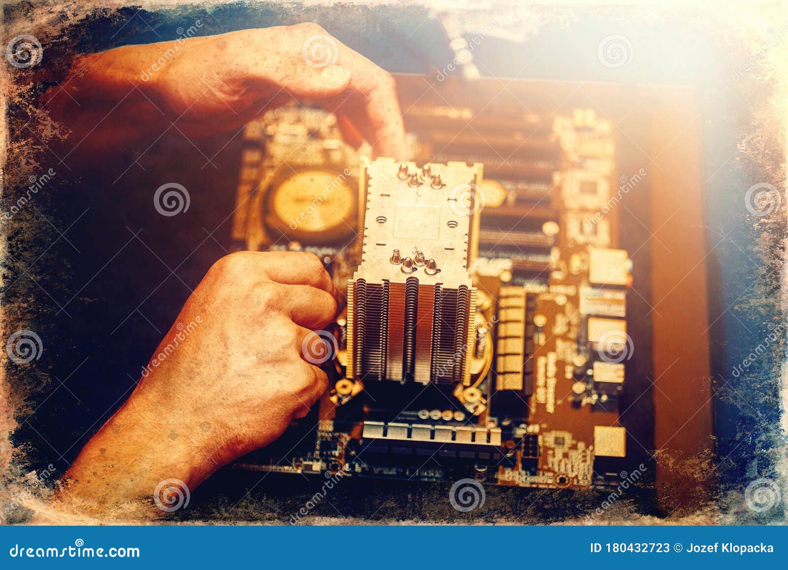 Repairman Repairs the Computer, Removing the Computer Motherboard Stock ...