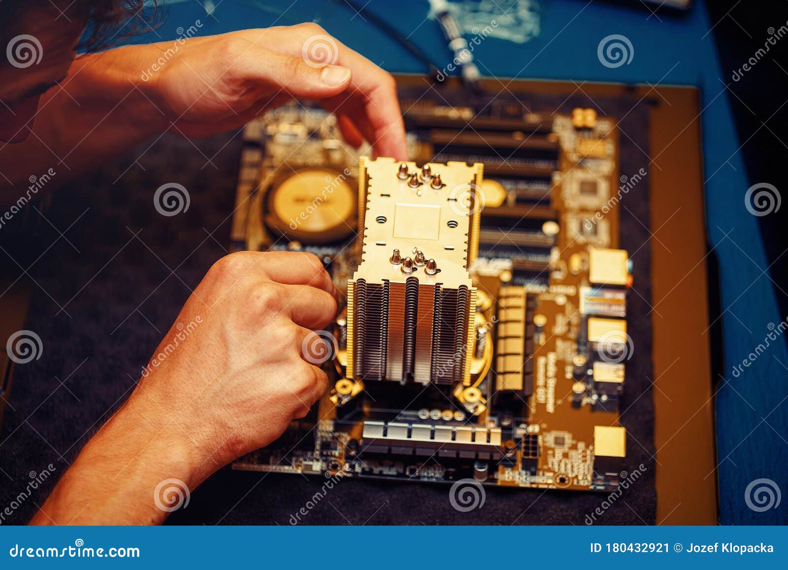 Repairman Repairs the Computer, Removing the Computer Motherboard Stock ...