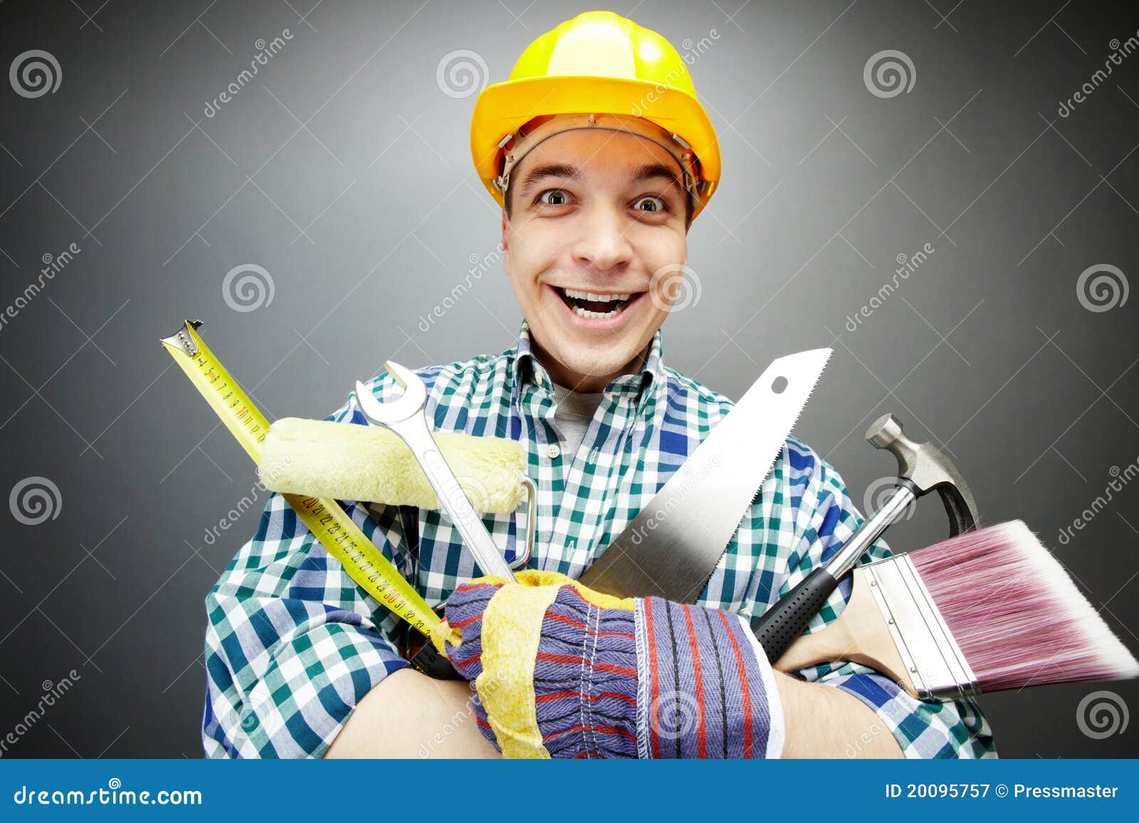 Repairman with tools stock image. Image of device, grey - 20095757