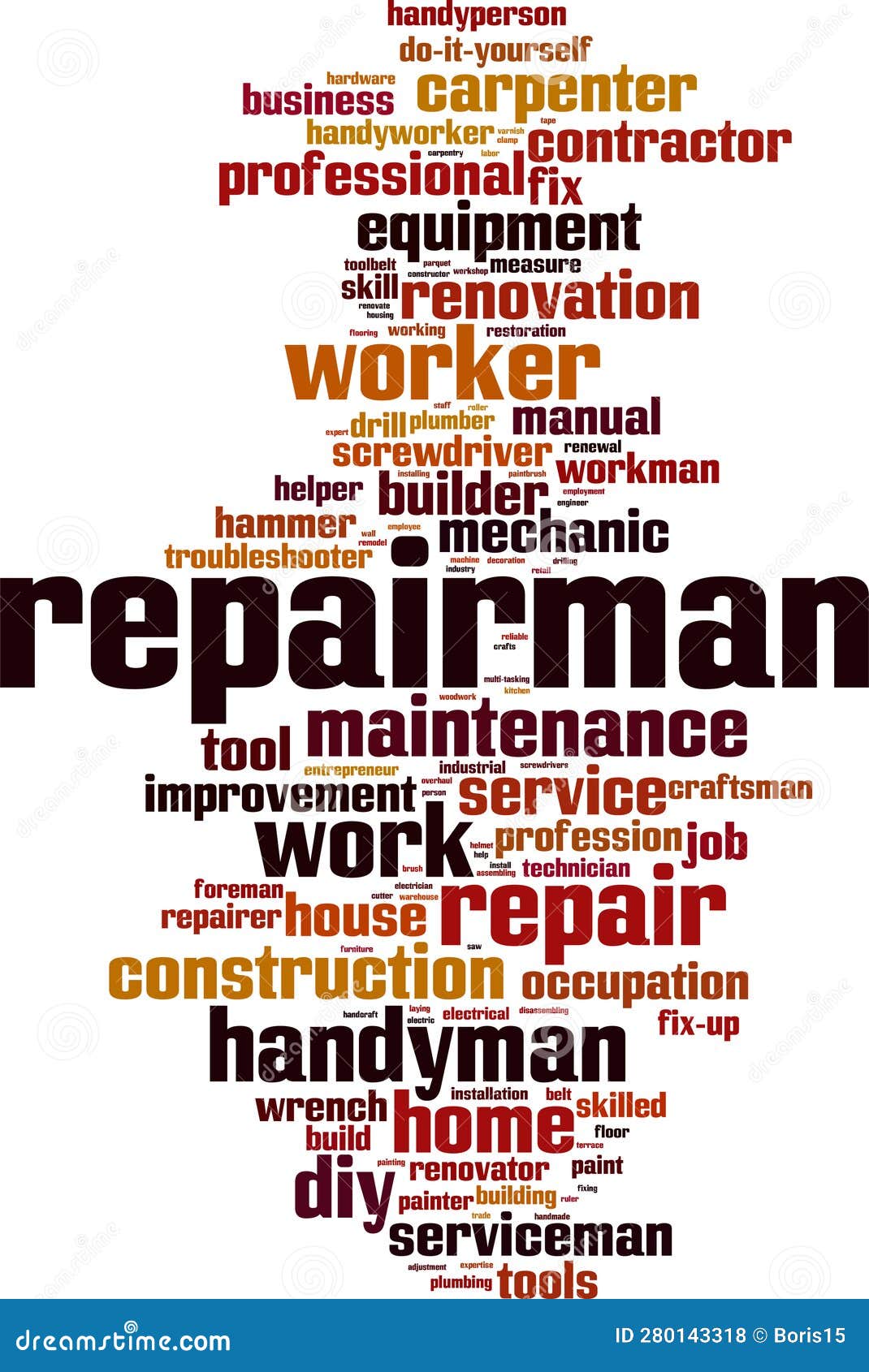 Repairman word cloud stock vector. Illustration of work - 280143318