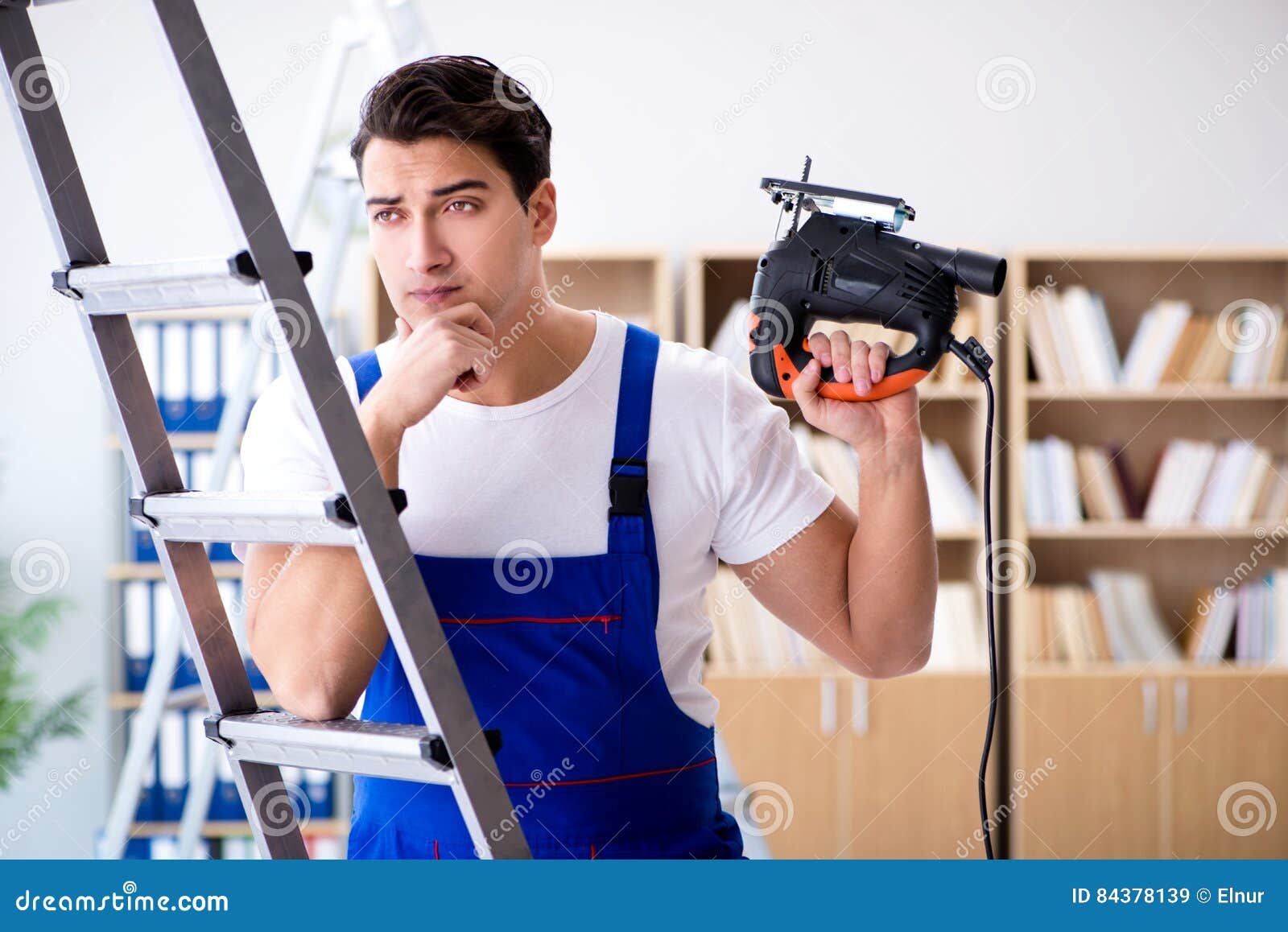 The Repairman Working with Drilling Drill Perforator Stock Image ...
