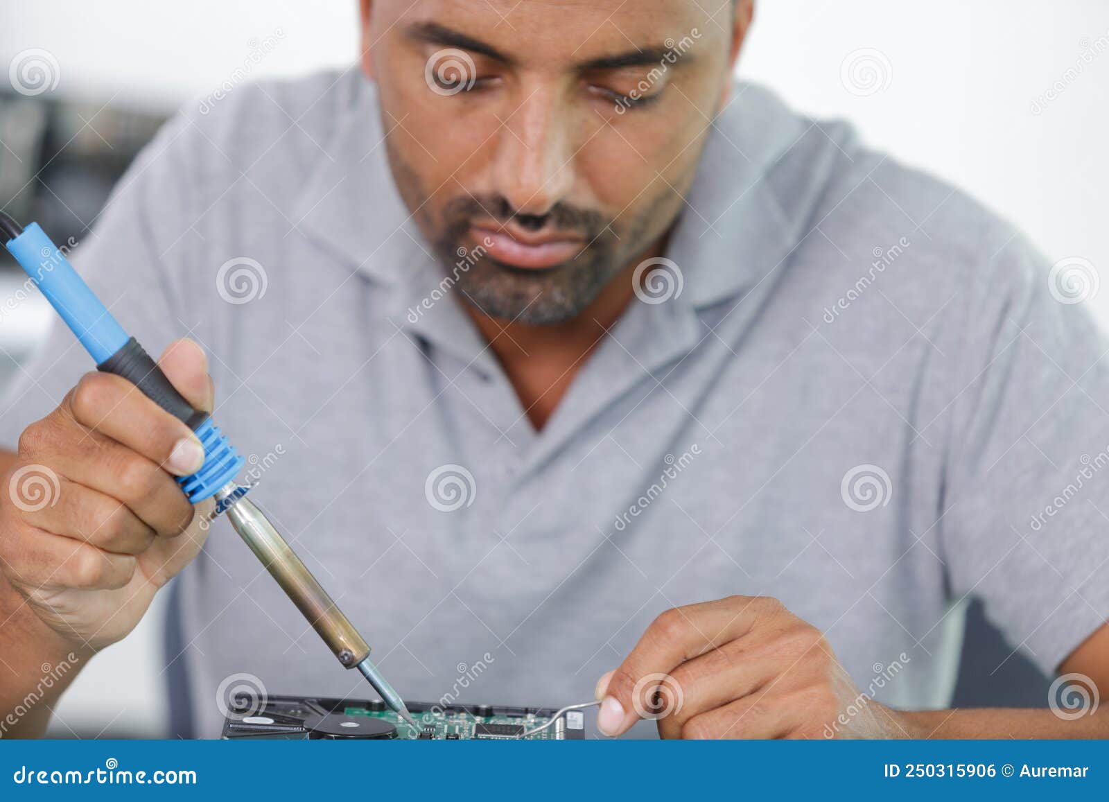 Repairman Working in Technical Support Fixing Computer Laptop Tr Stock ...