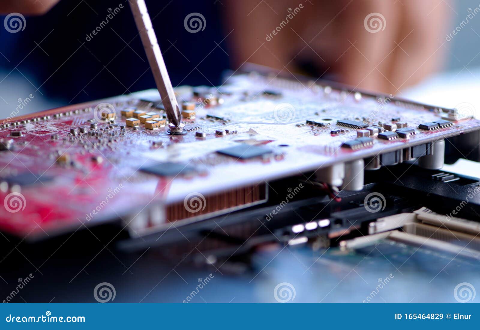 Repairman Working in Technical Support Fixing Computer Laptop Tr Stock ...