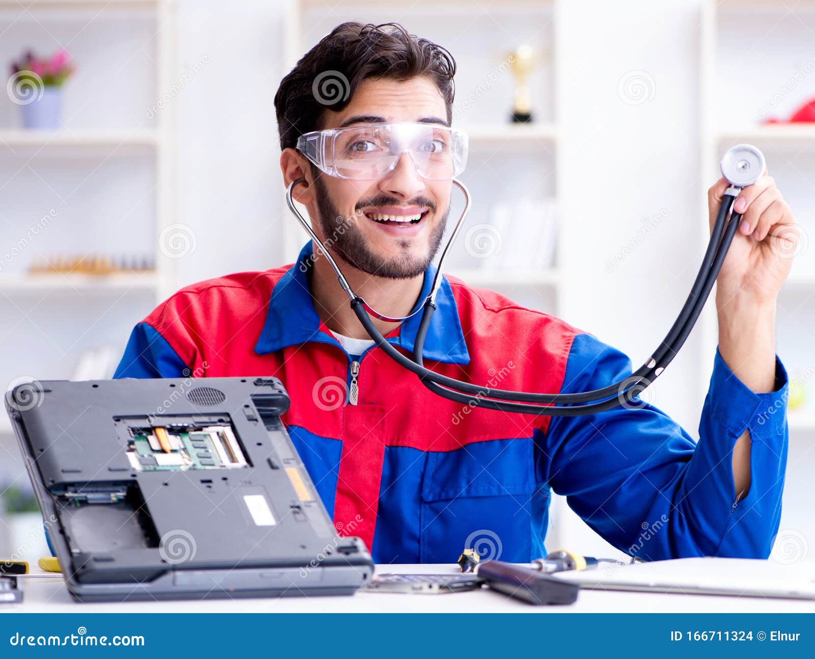 Repairman Working in Technical Support Fixing Computer Laptop Tr Stock ... Repairman Working in Technical Support Fixing Computer Laptop Tr Stock ...