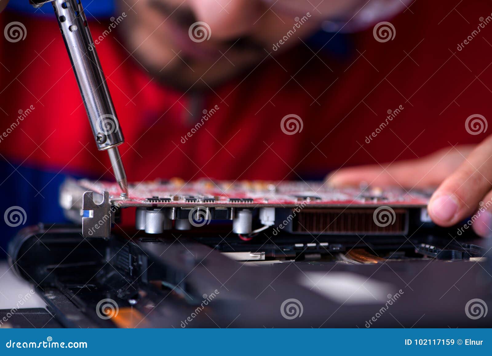 Repairman Working in Technical Support Fixing Computer Laptop Tr Stock ...