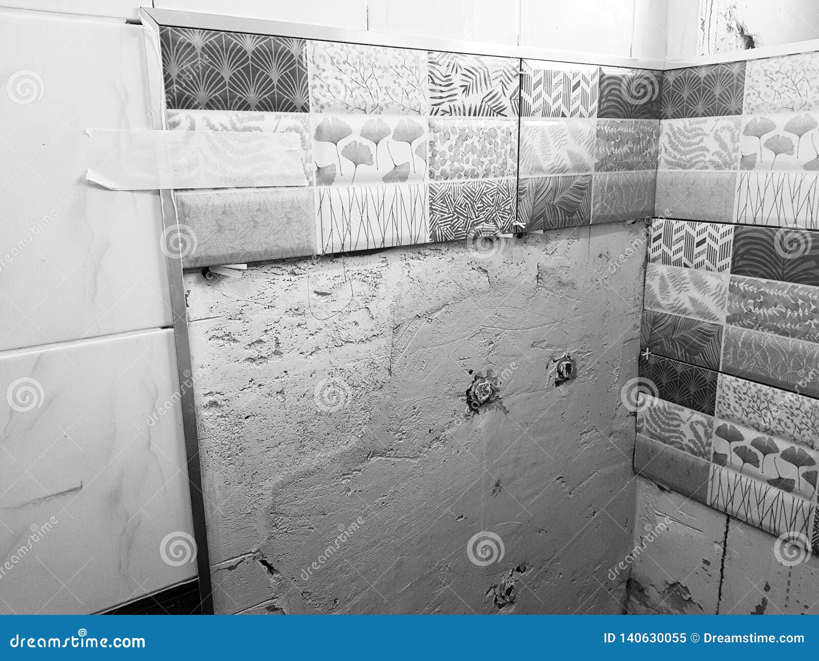 Repairs in the Bathroom and Tile Stock Image - Image of ceramic, laying ...