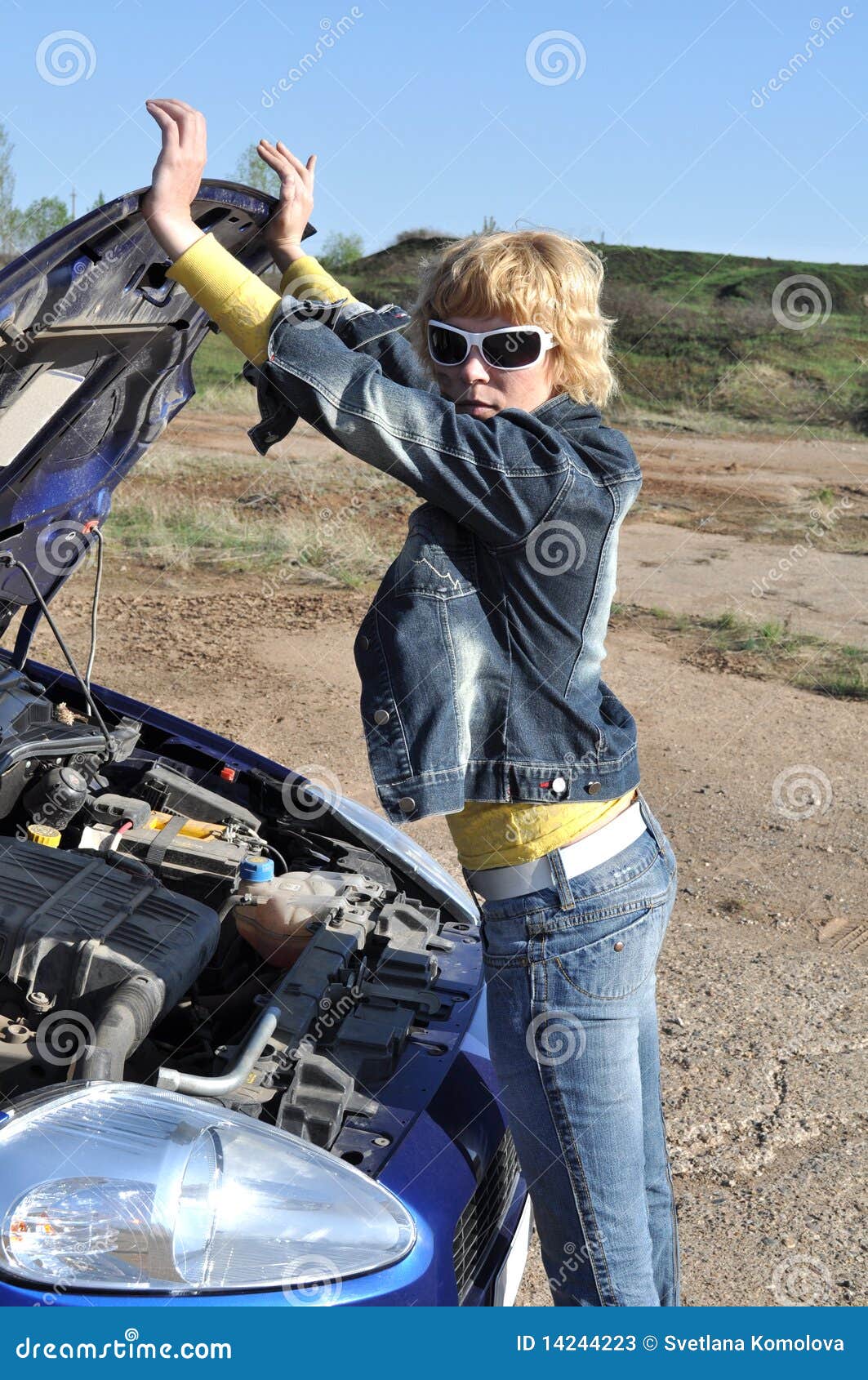 Repairs on the Road, Car Service Stock Image - Image of sedan, roadside ...