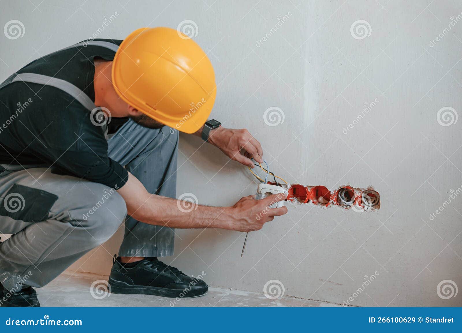 Repairs Sockets. the Man is in the Apartment Stock Image - Image of ...