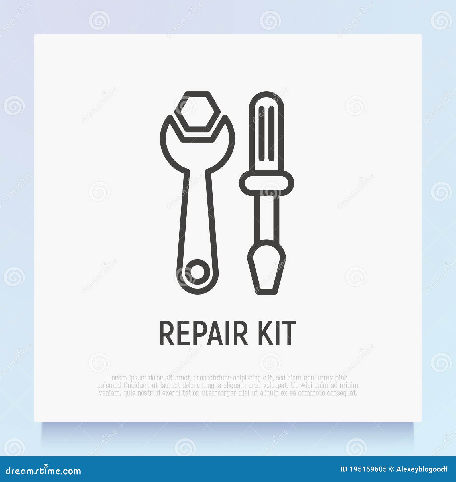 Repait Kit: Wrench and Screwdriver Thin Line Icon. Modern Vector ...