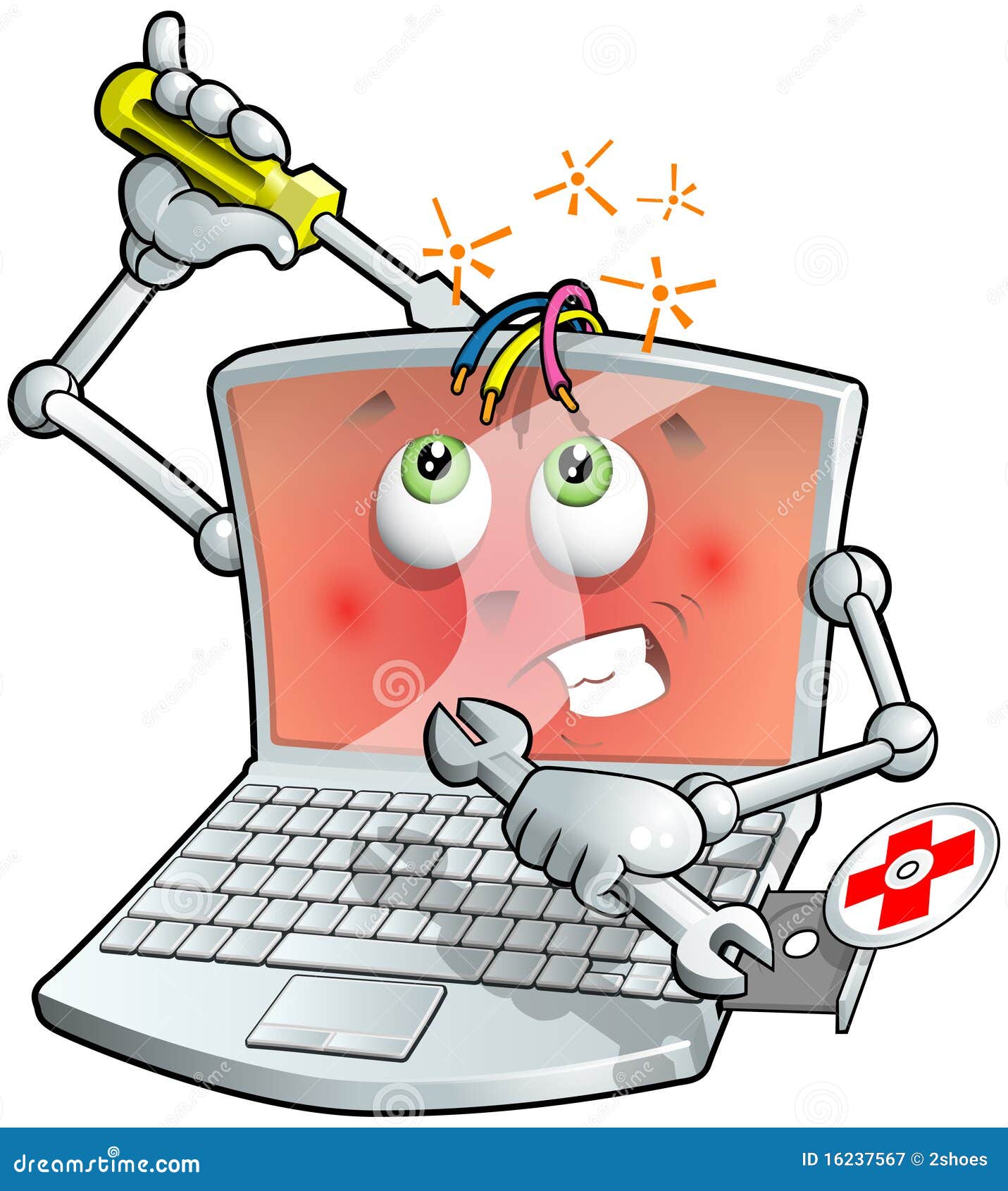 Reparación De La Computadora Portátil Ilustración del Vector ...