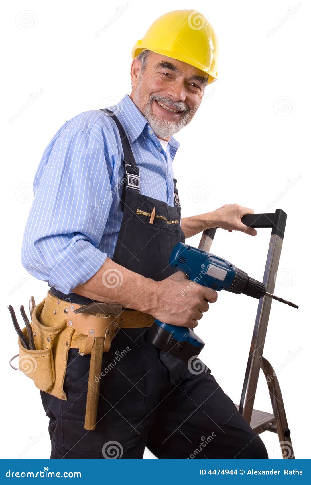 Reparador feliz foto de archivo. Imagen de ropa, escala - 4474944