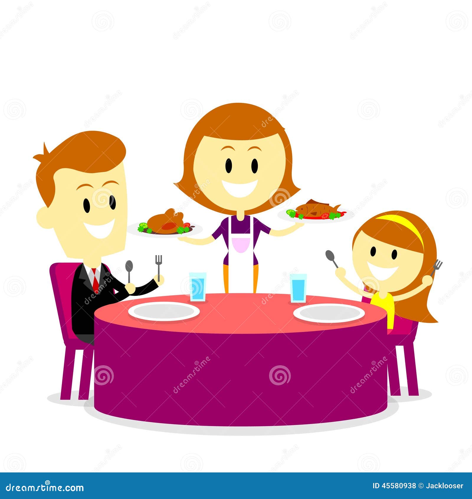 Repas De Portion De Maman Pour Le Dîner De Famille Illustration de ...