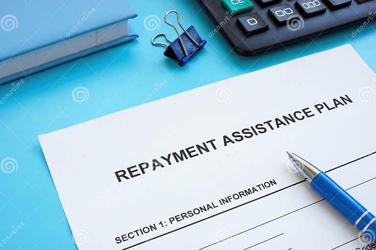 Repayment Assistance Plan Application with Pen and Calculator. Stock ...
