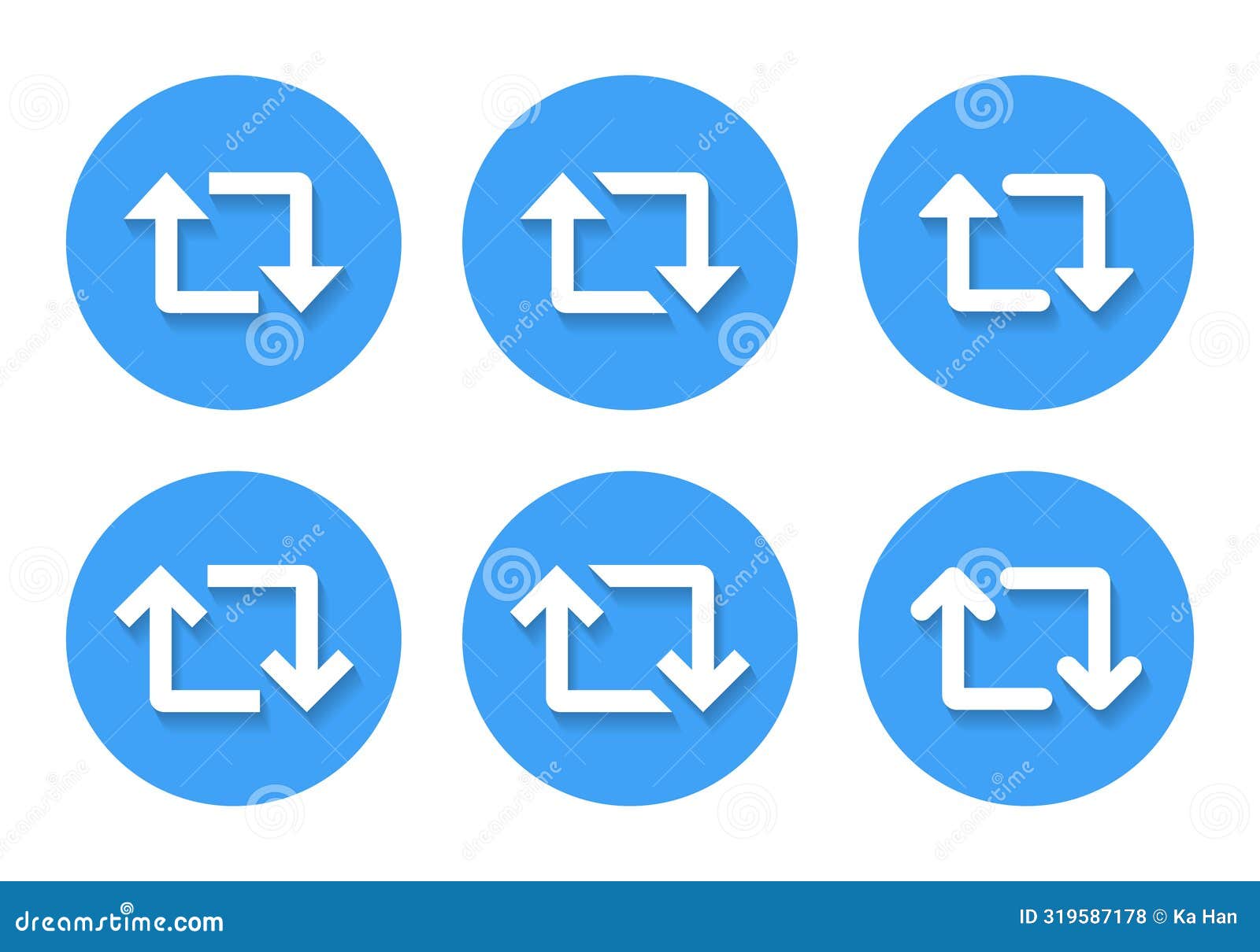 Repeat Arrow Icon Set with Shadow. Repost Button Stock Vector ...