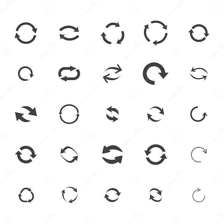 Repeat Arrow Icons Set. Set of 25 Refresh Filled Icons Such As Reload ...
