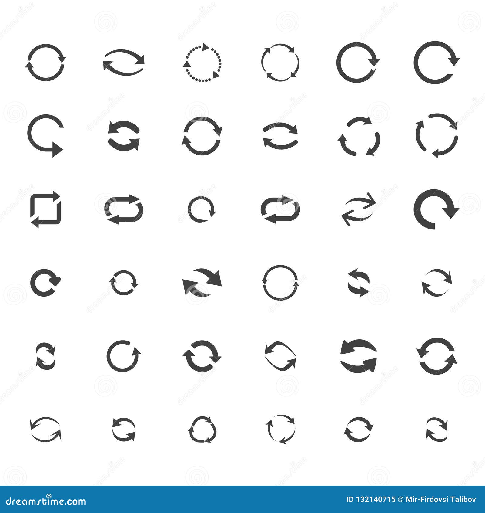 Repeat Arrow Icons Set. Set of 36 Refresh Filled Icons Such As Reload ...